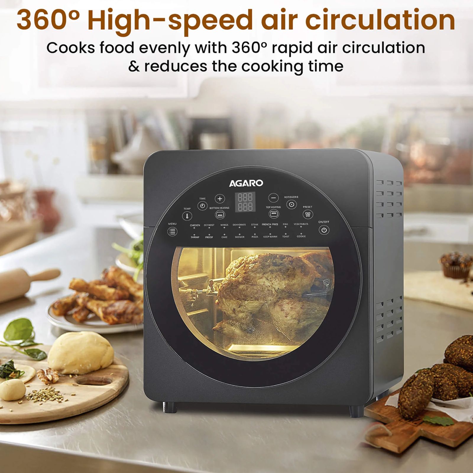 Buy Agaro Elite 145l 1700 Watt Digital Air Fryer With 16 Preset Cooking Functions Black